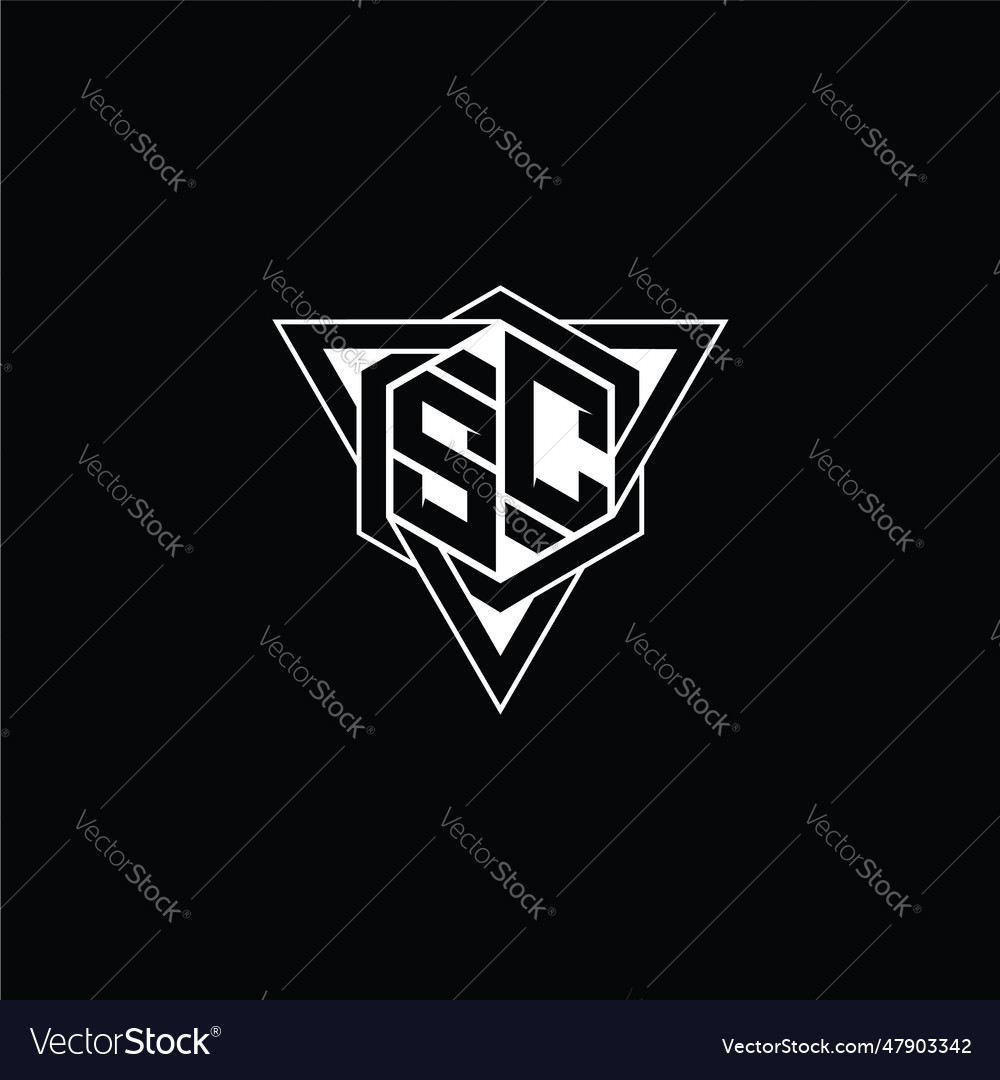 Sc letter logo monogram hexagon shape Royalty Free Vector