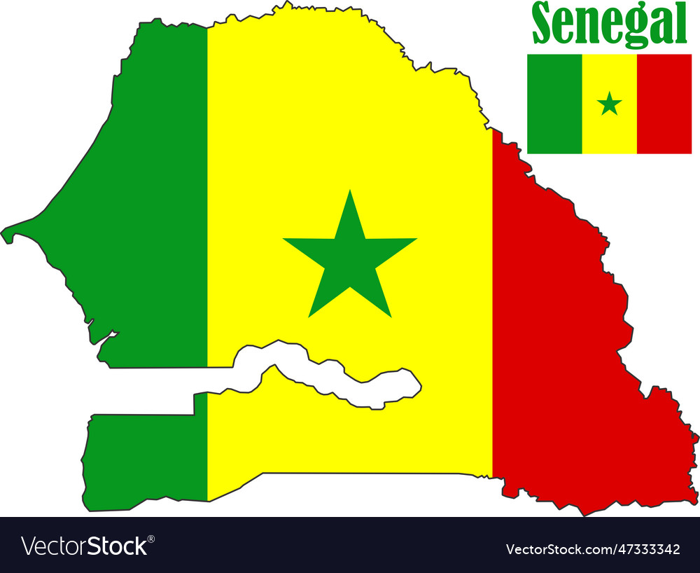 Senegal map and flag Royalty Free Vector Image