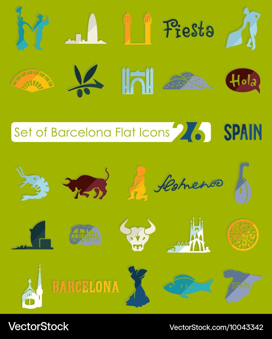 Set of barcelona icons Royalty Free Vector Image