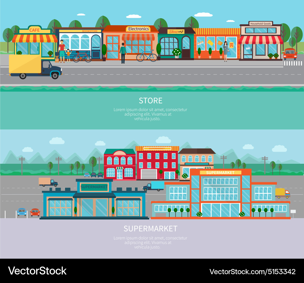 Store and supermarket banners set Royalty Free Vector Image