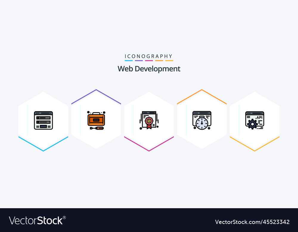 Web development 25 filledline icon pack including Vector Image