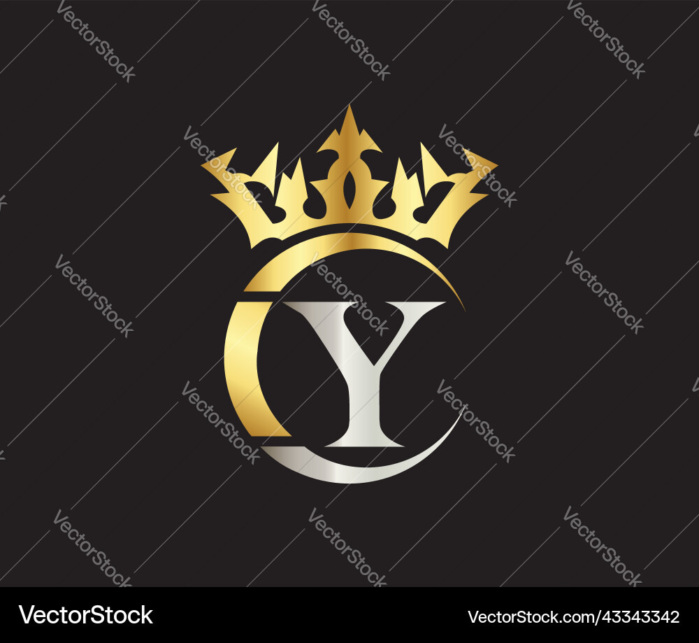 Y letter crown luxury kingdom logo Royalty Free Vector Image