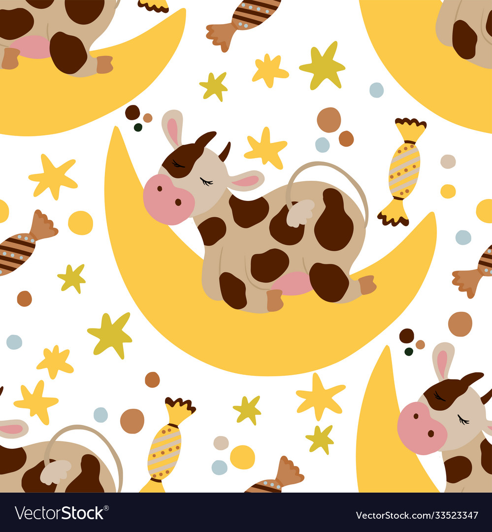 Cow seamless pattern Royalty Free Vector Image