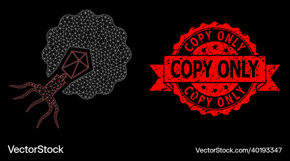 Distress copy only stamp seal and polygonal net Vector Image