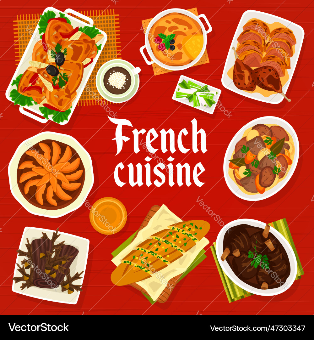 French cuisine restaurant menu cover template Vector Image
