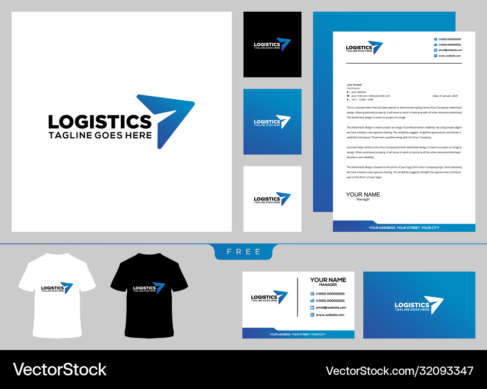Logistics logo design template and business card Vector Image