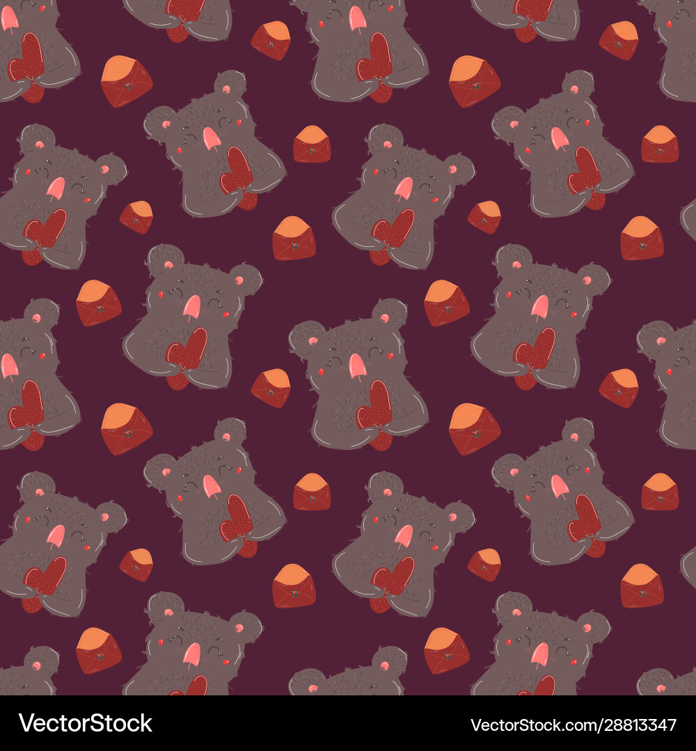 Love you valentine day seamless pattern with cute Vector Image