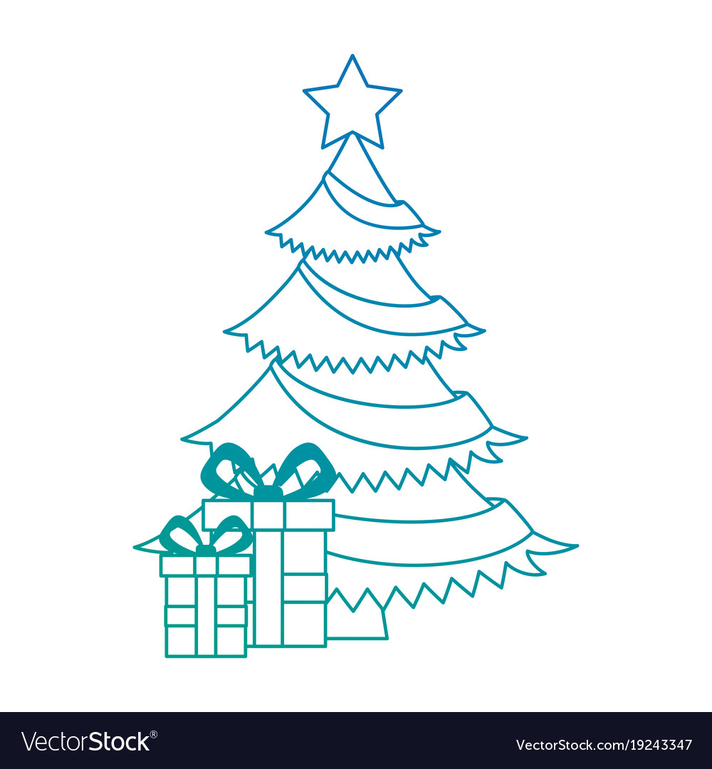 Merry christmas tree with gifts Royalty Free Vector Image