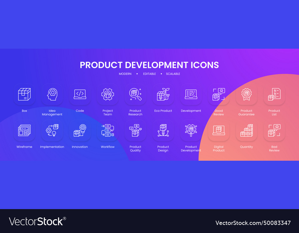 Product development icon collection with black Vector Image