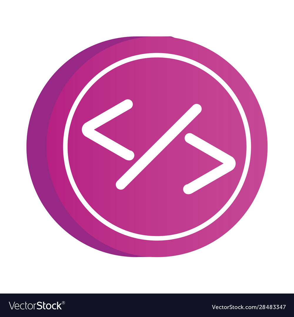 Programming Symbols In Button Icon Royalty Free Vector Image