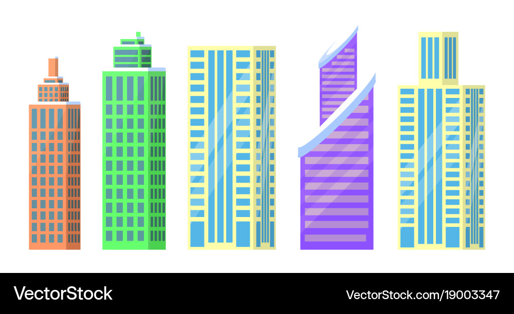 Set city buildings icons Royalty Free Vector Image