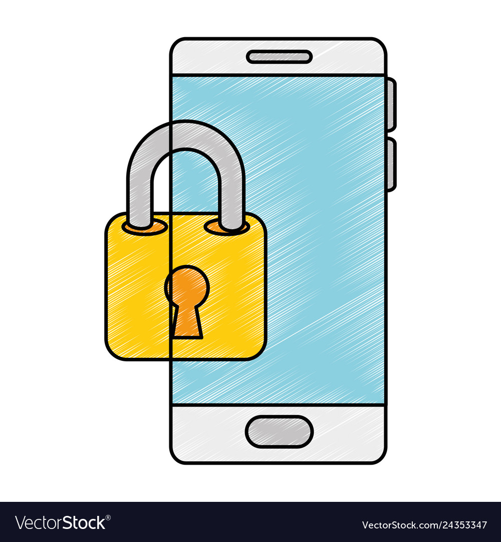 Smartphone device with padlock Royalty Free Vector Image