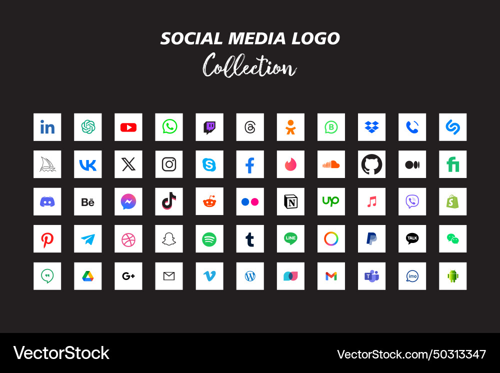 Social media icons collection Royalty Free Vector Image