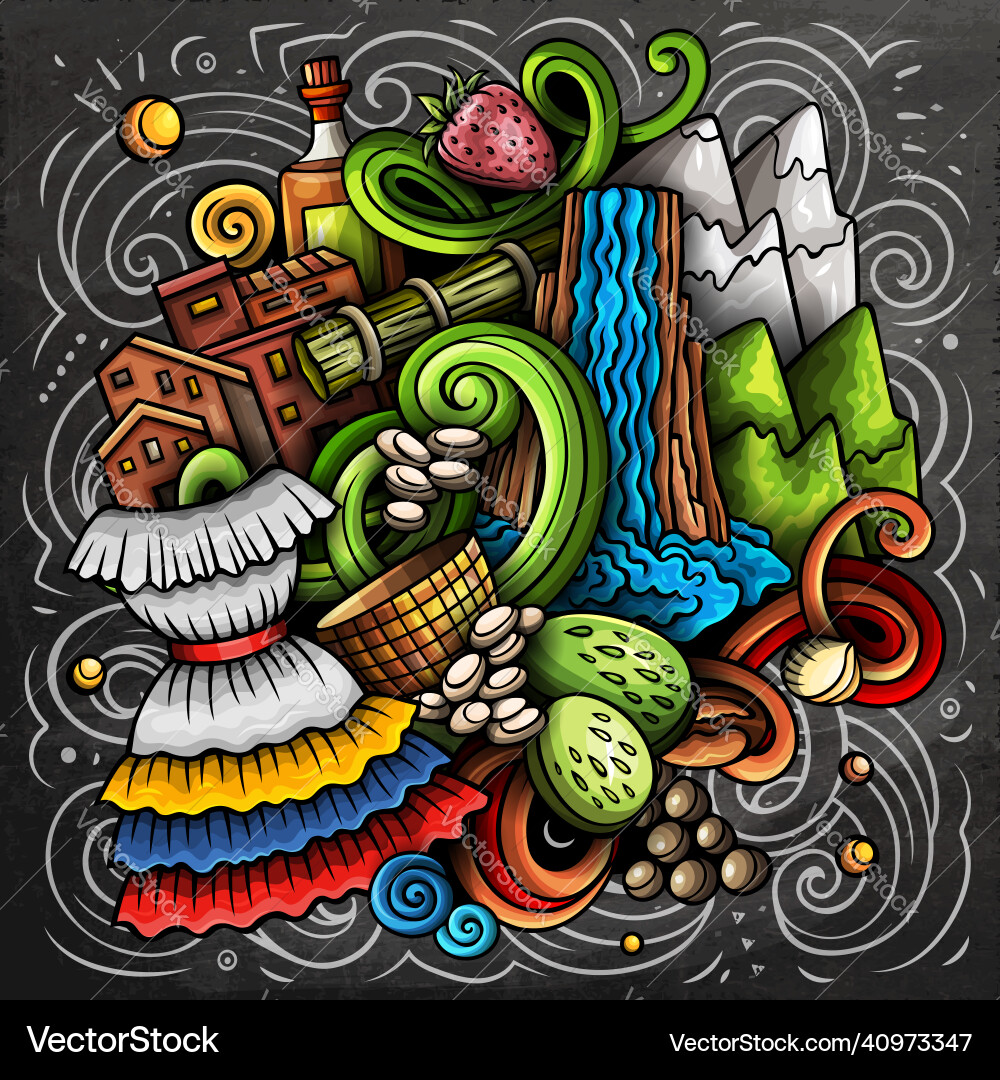 Venezuela cartoon doodle chalkboard Royalty Free Vector
