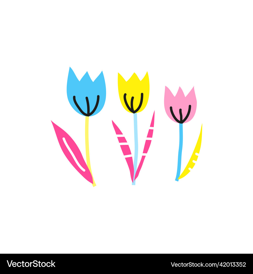Abstract doodle tulips Royalty Free Vector Image