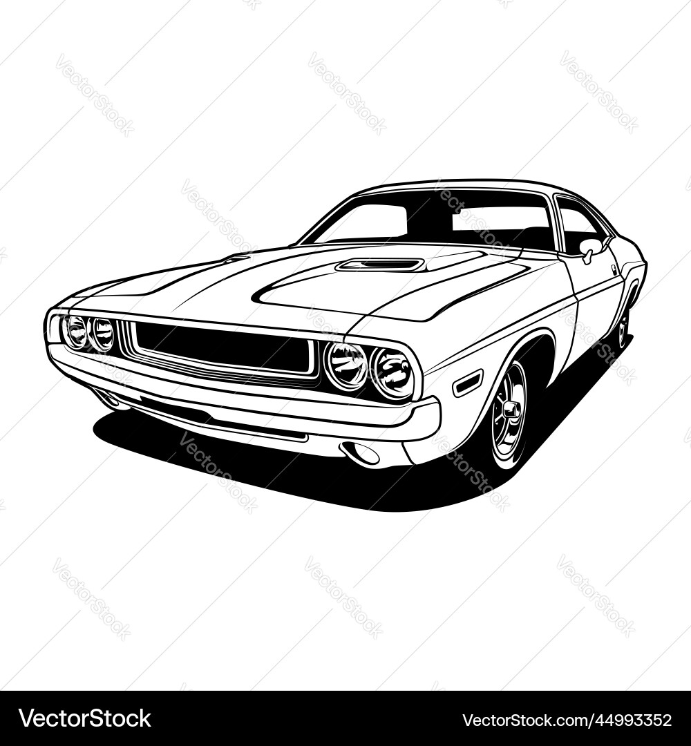 Black and white muscle car Royalty Free Vector Image