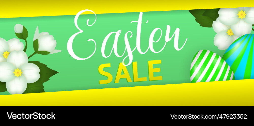 Easter sale retail banner design colored eggs Vector Image