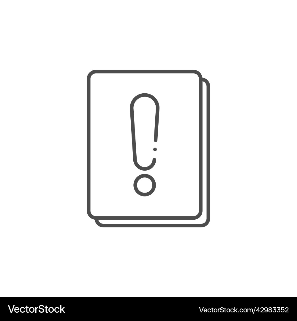 Exclamation point book icon line glyph and filled Vector Image