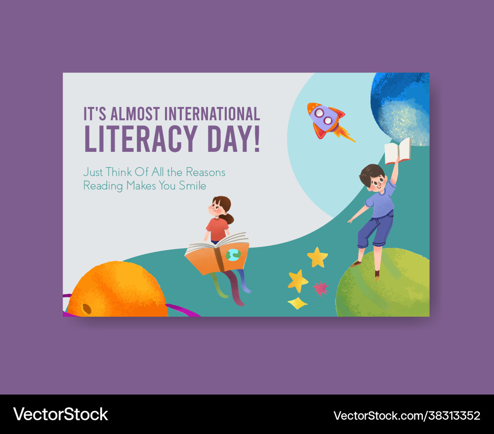 Facebook template with international literacy day Vector Image