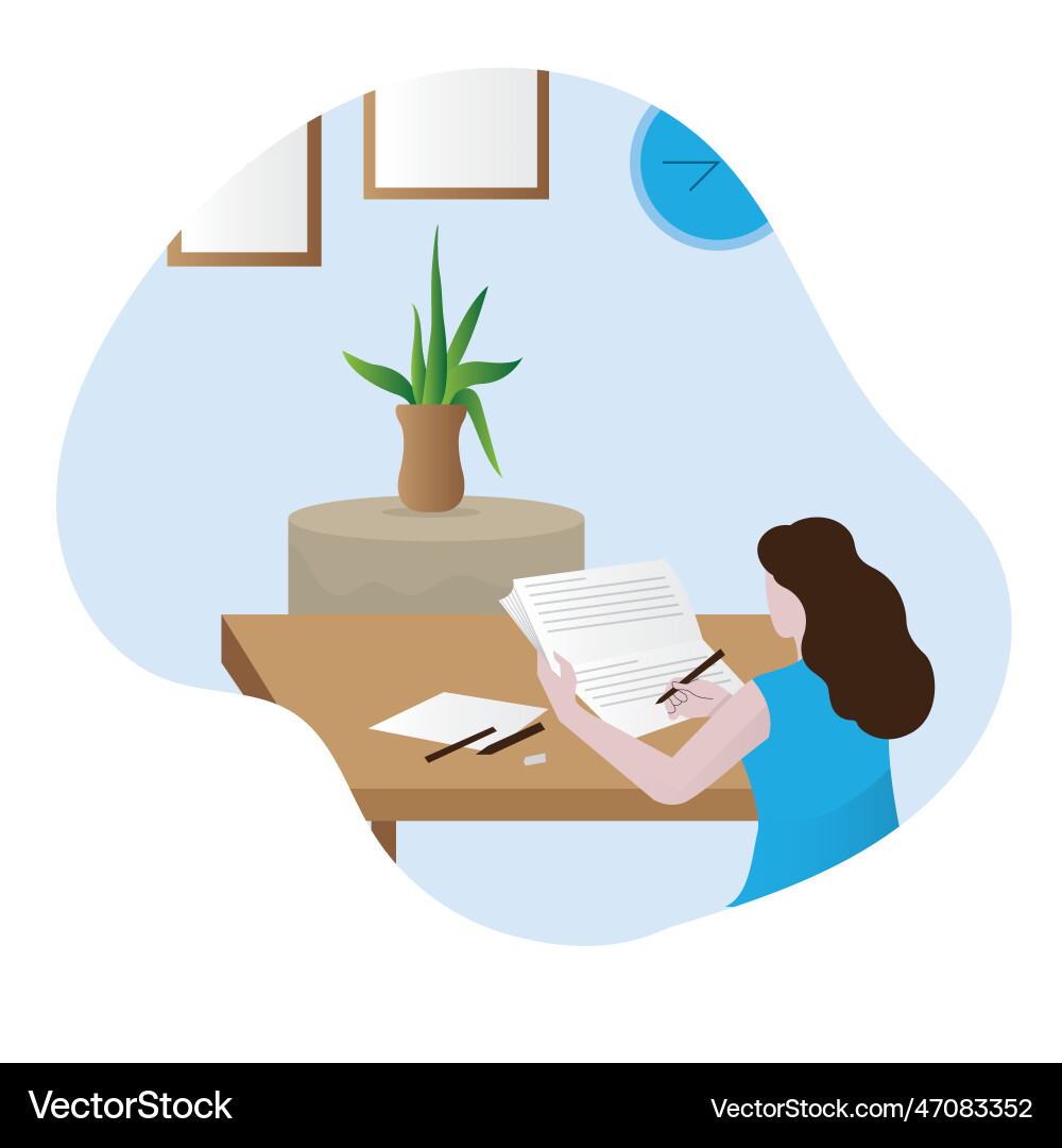 Girl diary woman write journal student studying Vector Image