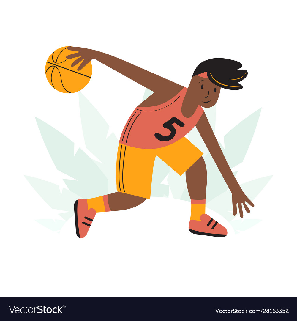 Happy basketball player in uniform playing Vector Image