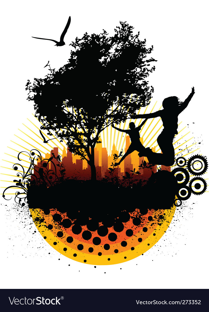 Jumping couple Royalty Free Vector Image - VectorStock