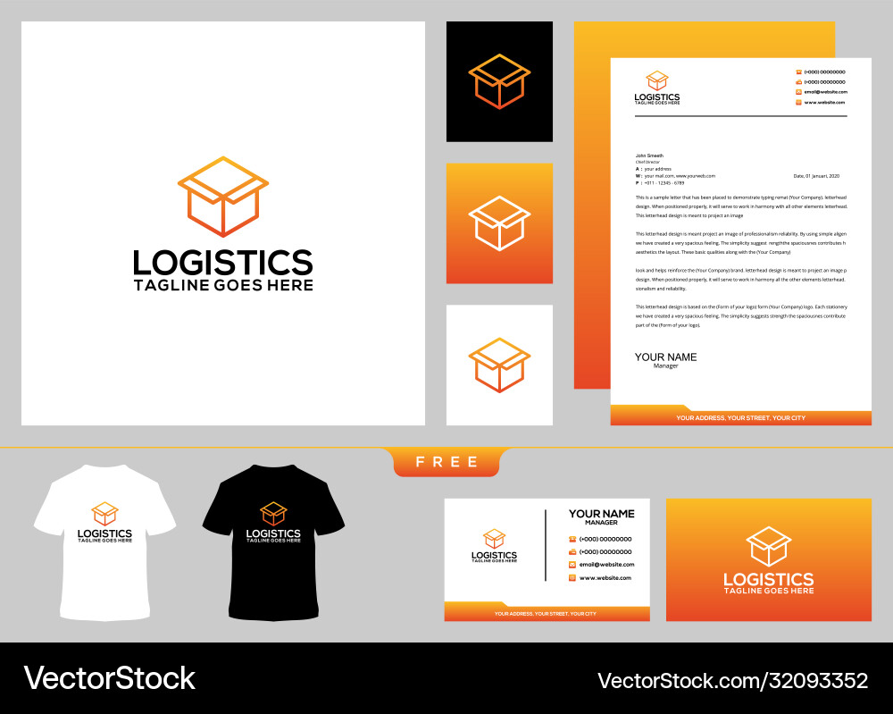 Logistics logo design template and business card Vector Image