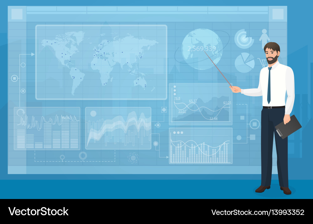 Man person showing a part a presentation on Vector Image