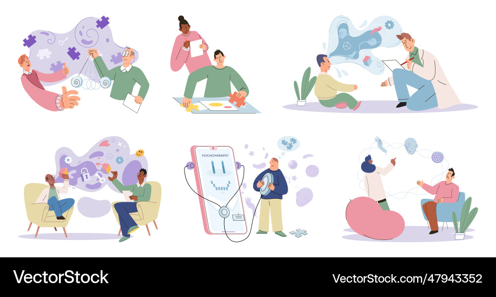 Mental therapy sessions with psychotherapists Vector Image