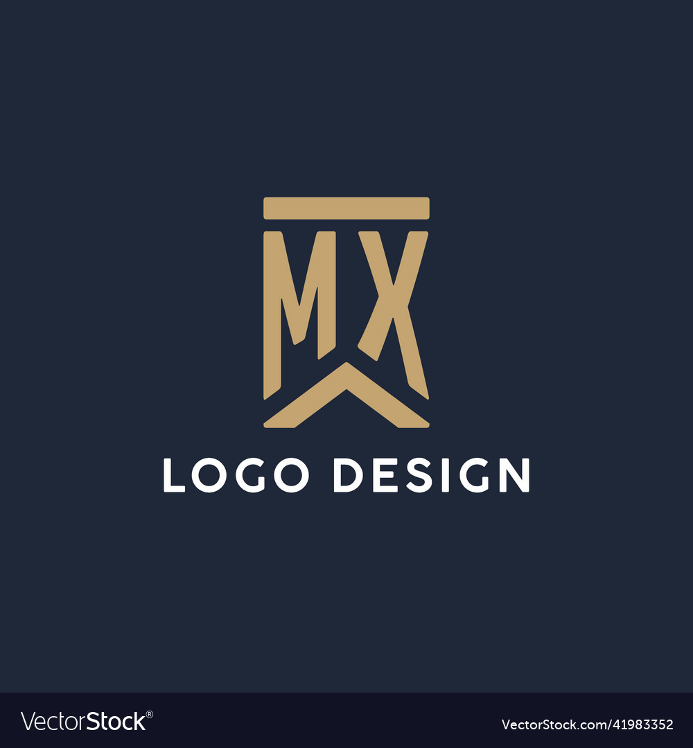 Mx initial monogram logo design in a rectangular Vector Image