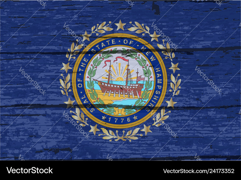 New hampshire state flag on old timber Royalty Free Vector