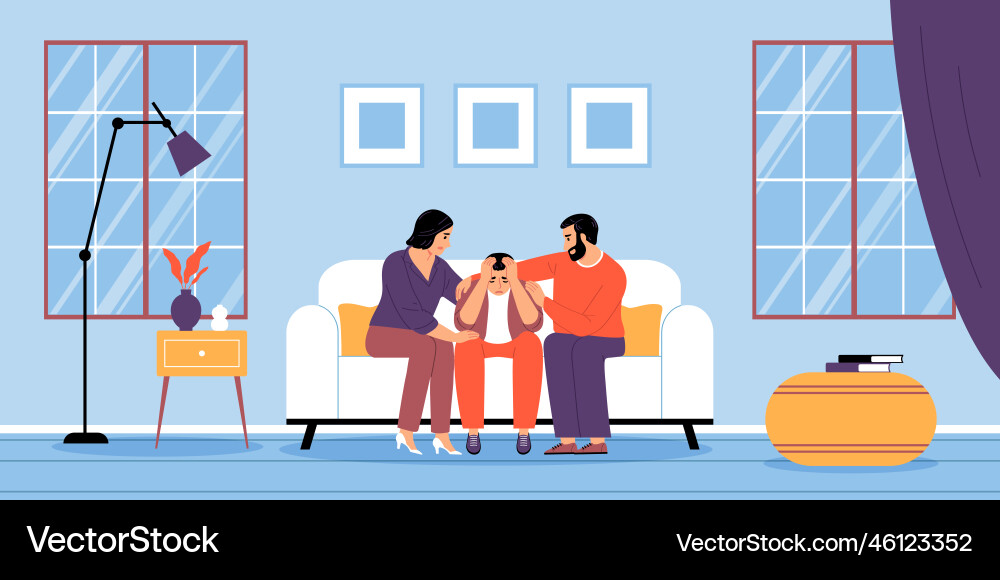 Parents support son composition Royalty Free Vector Image