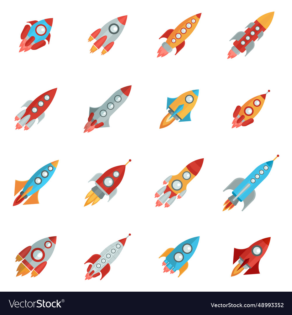 Rocket icons set Royalty Free Vector Image - VectorStock