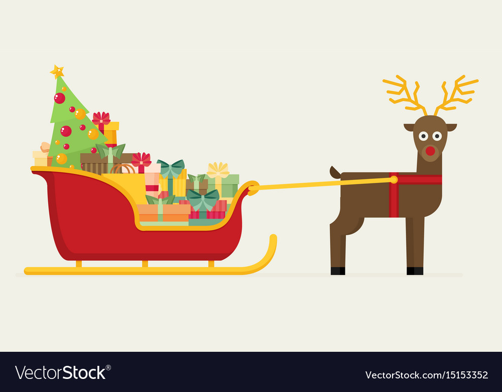 Santa sleigh with gifts and presents Royalty Free Vector