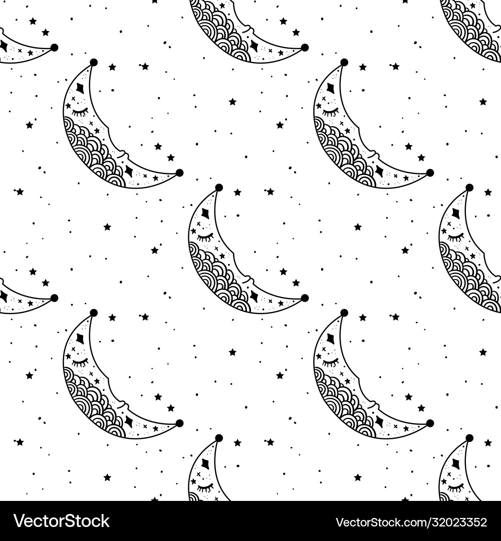 Seamless pattern mystical moon with stars stars Vector Image