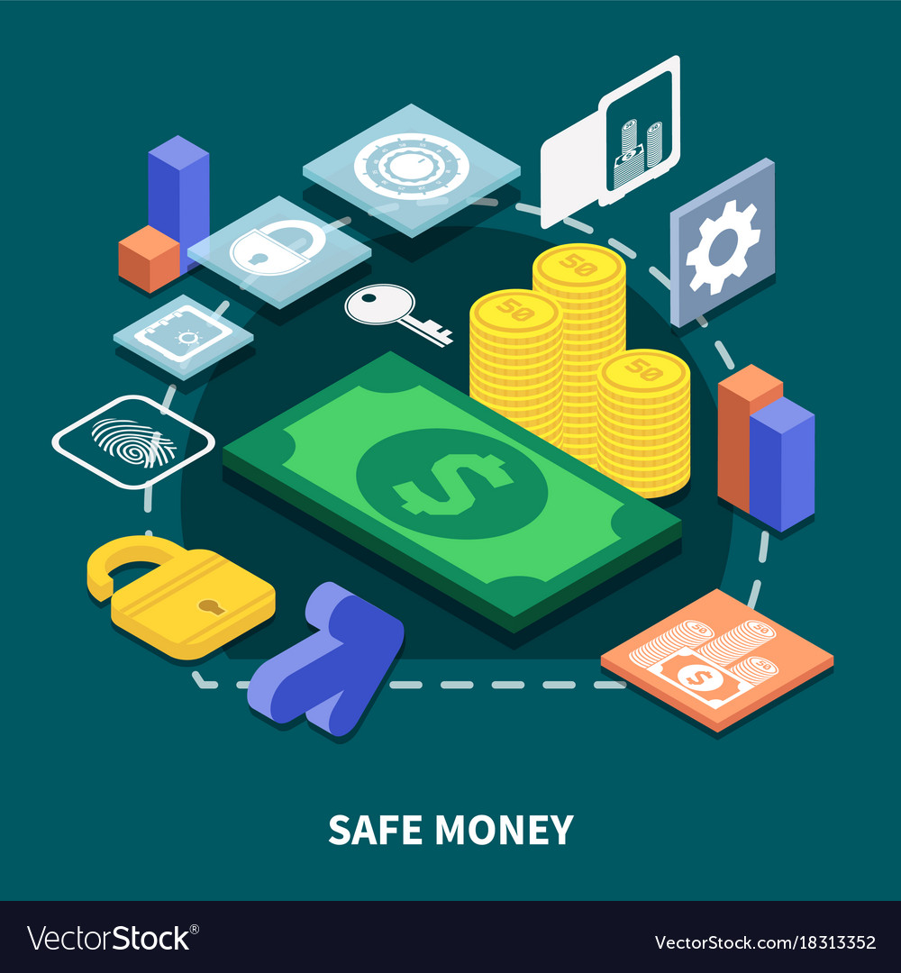 Secure transaction isometric Royalty Free Vector Image Secure transaction isometric Royalty Free Vector Image