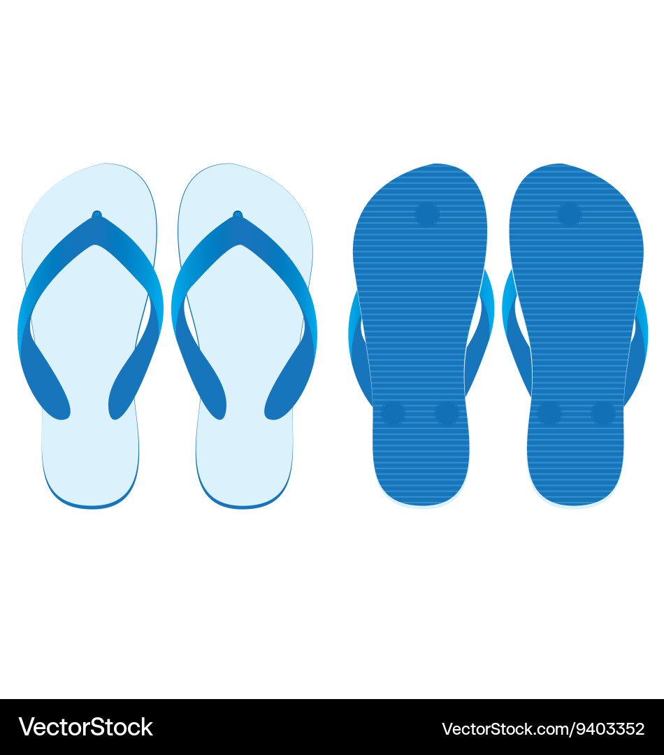 Slippers set of front view and back isolated Vector Image