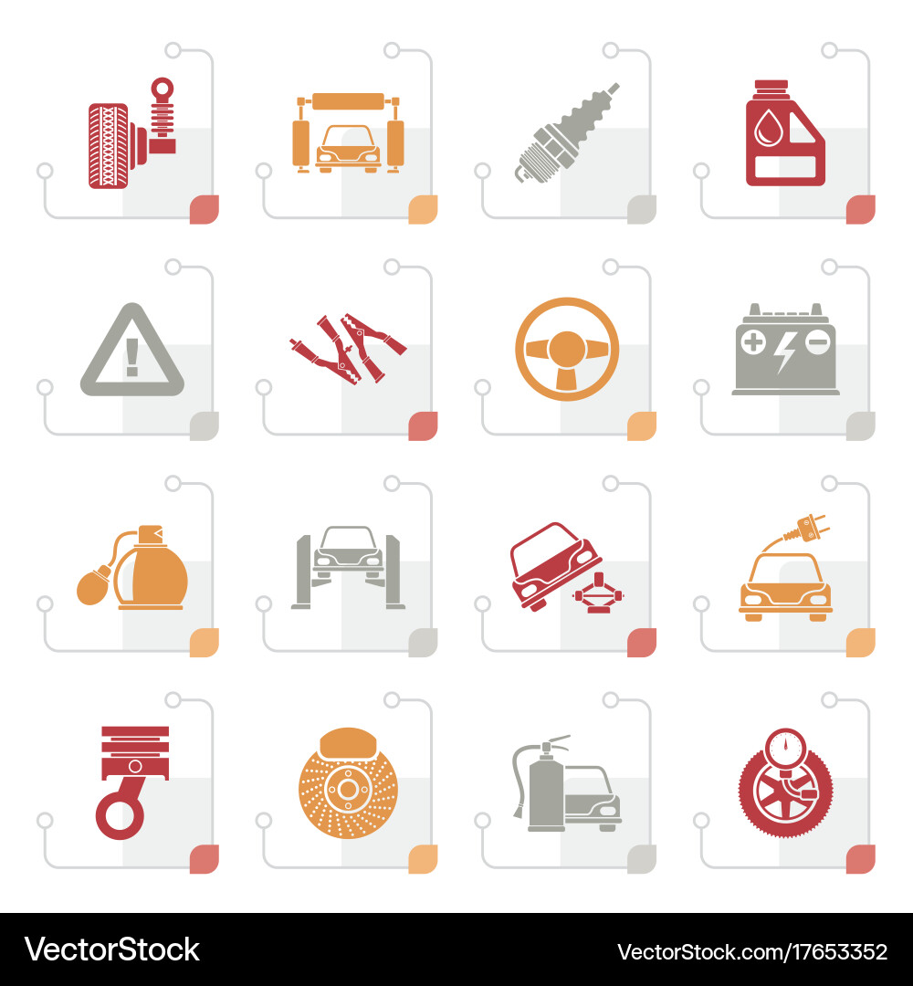 Stylized car and road services icons Royalty Free Vector