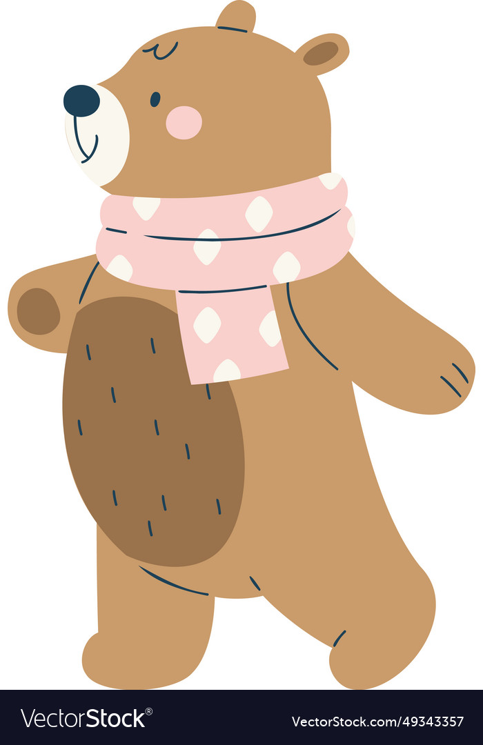 Bear with scarf Royalty Free Vector Image - VectorStock