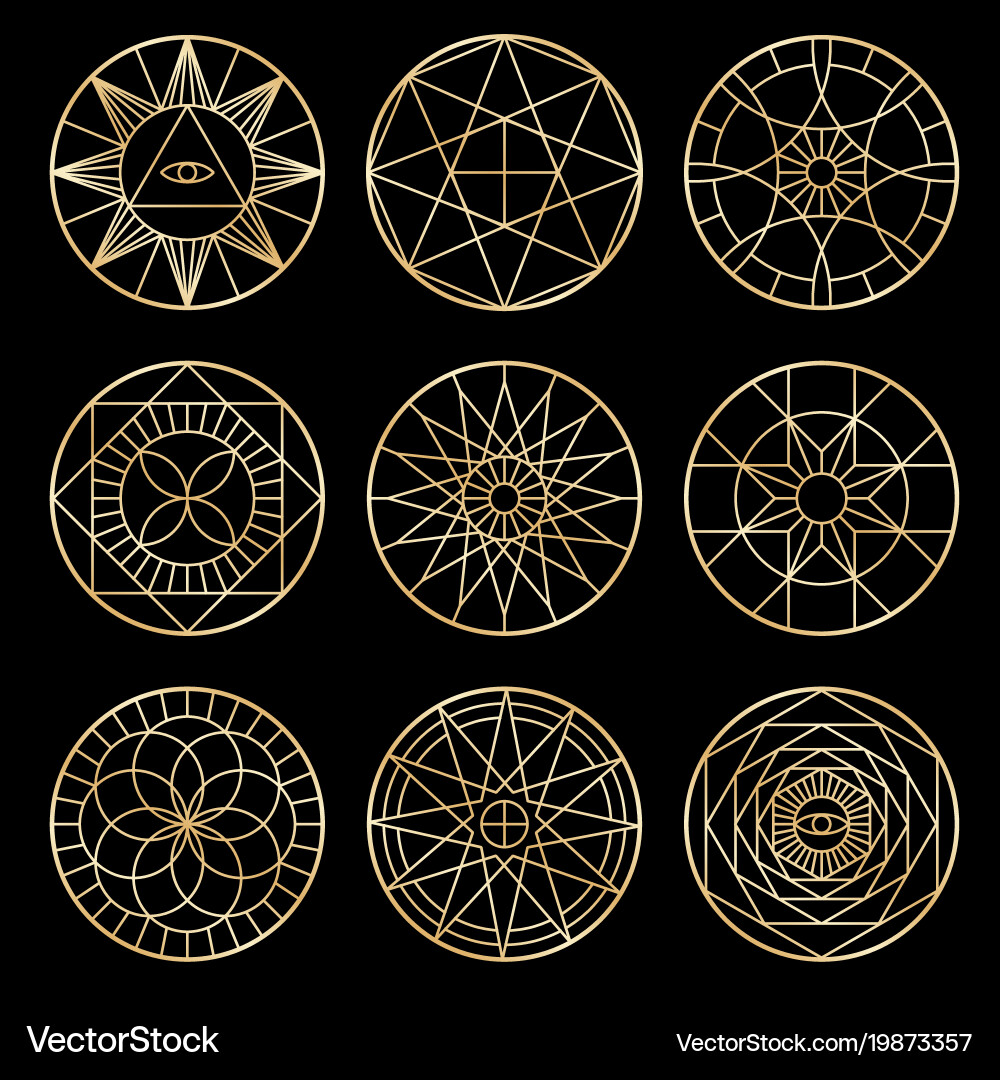 Esoteric geometric pentagrams spiritual sacred Vector Image