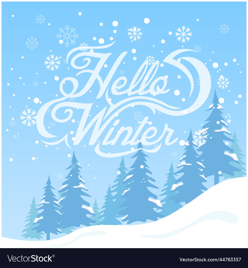Flat design hello winter background Royalty Free Vector