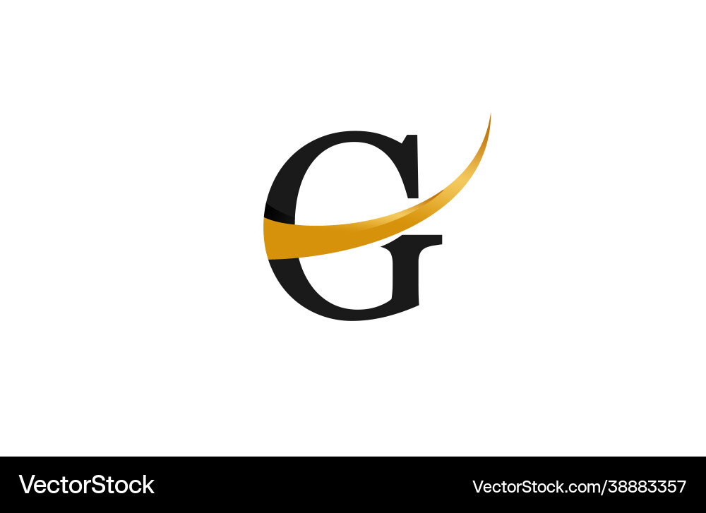 Initial typography g stylish swoosh gold logo Vector Image