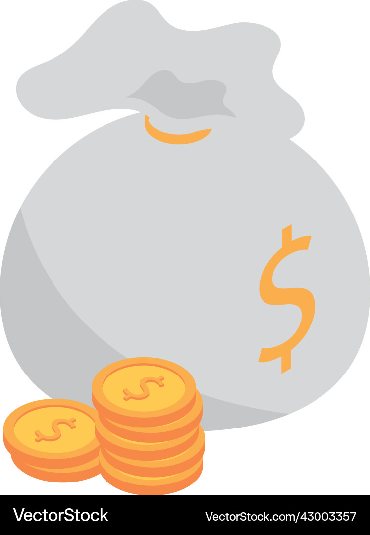 Money bag with coins Royalty Free Vector Image