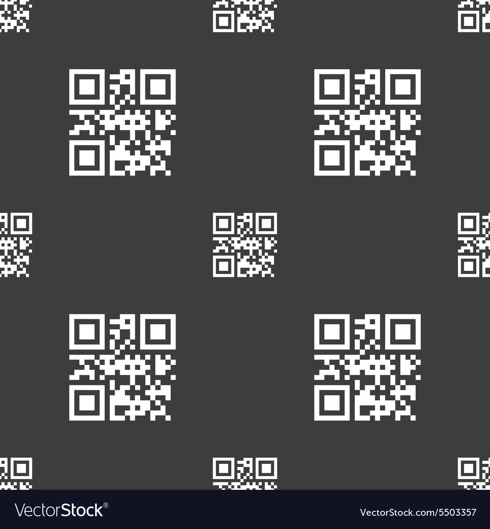 Qr code icon sign seamless pattern on a gray Vector Image