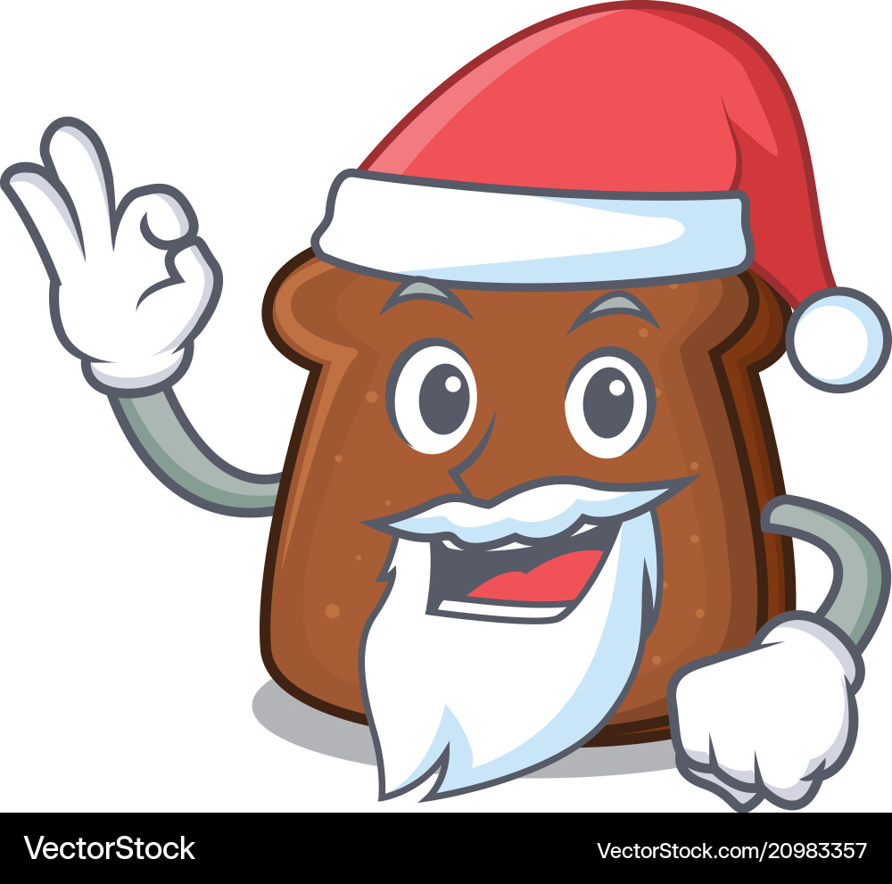 Santa brown bread mascot cartoon Royalty Free Vector Image