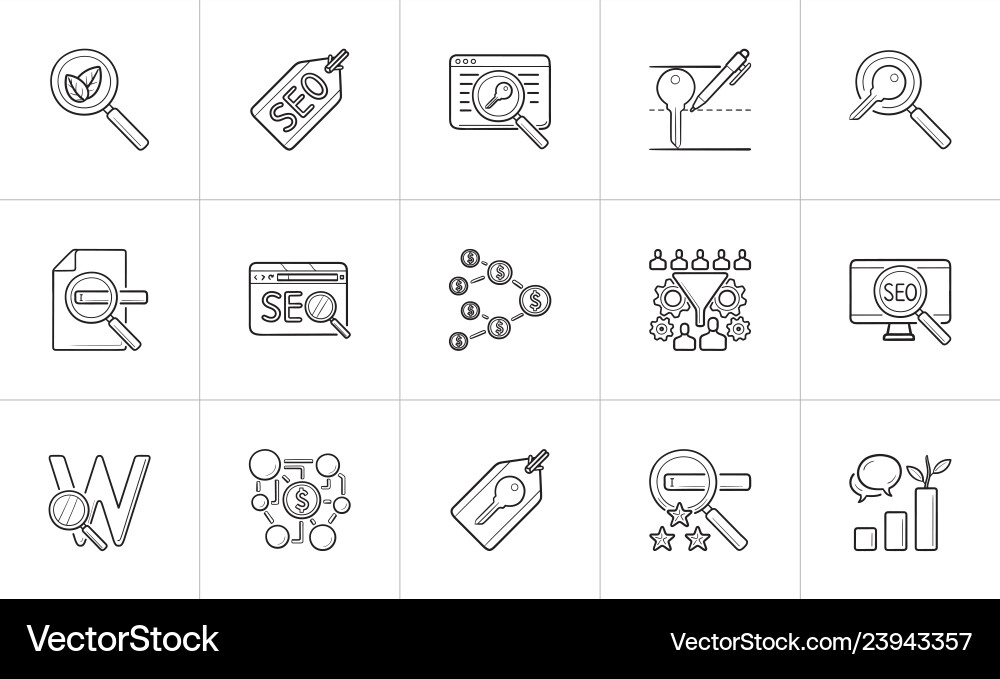 Seo optimization and marketing hand drawn outline Vector Image