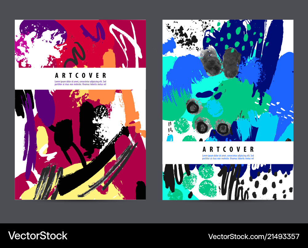 Set art covers ink hand drawn posters Royalty Free Vector