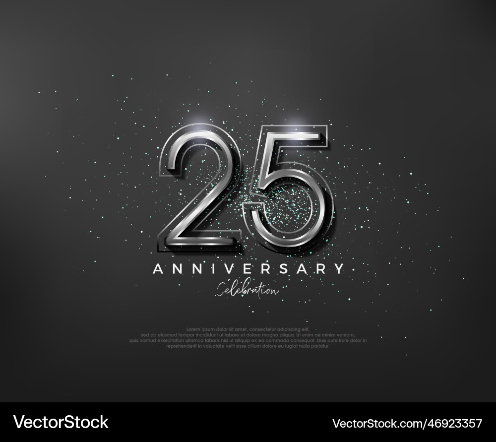 Silver metallic number design premium number 25th Vector Image
