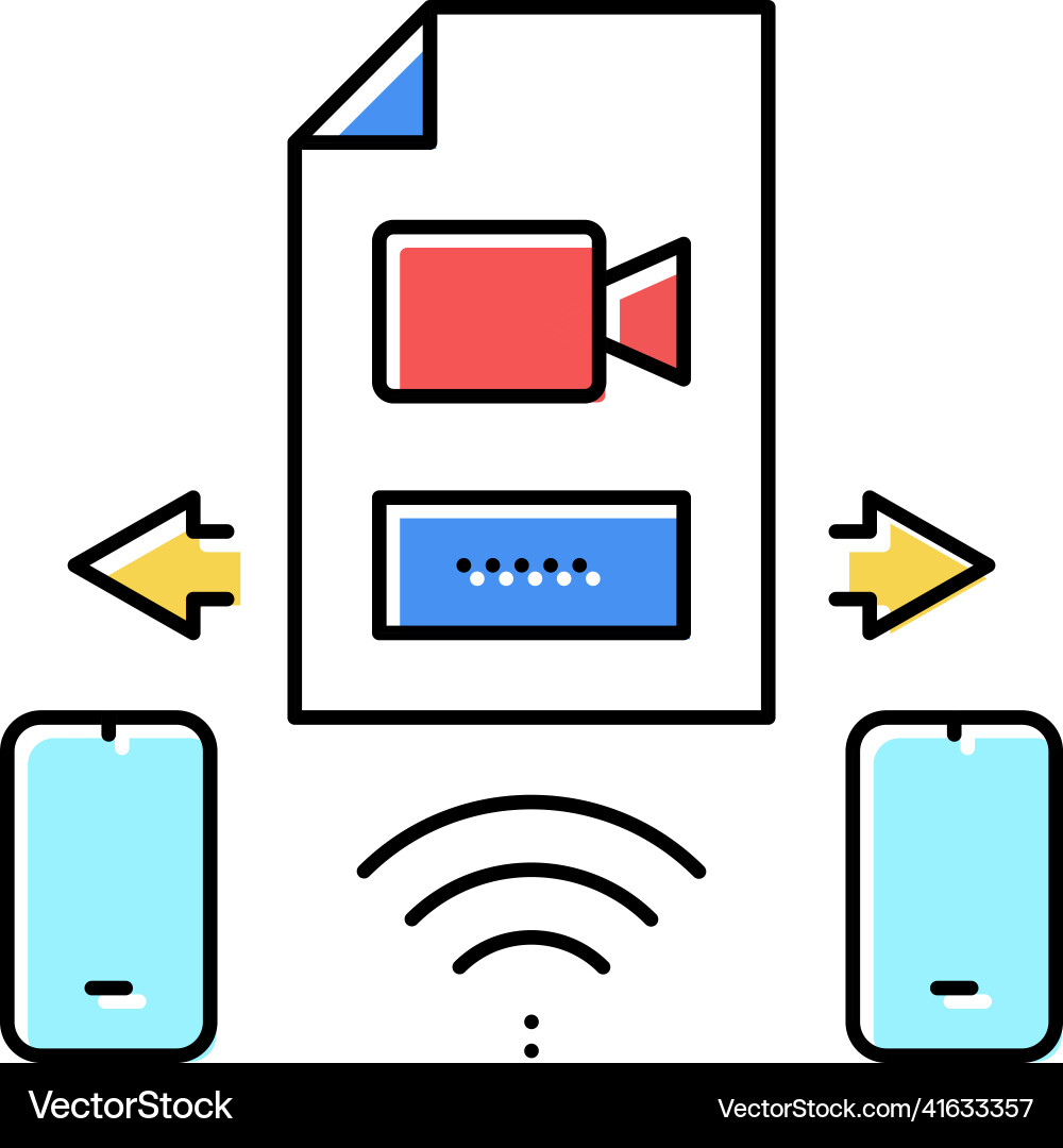 Video file send to phone color icon Royalty Free Vector