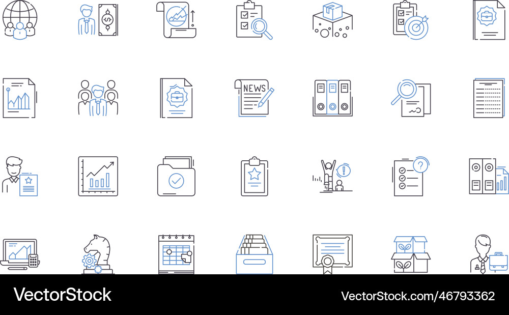 Administrative tasks line icons collection filing Vector Image